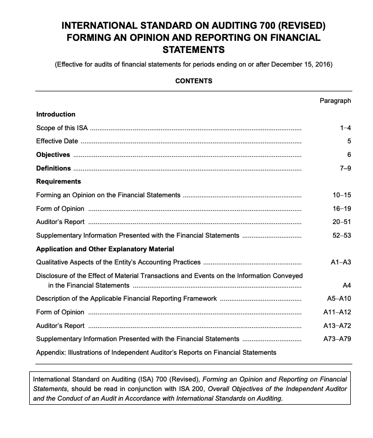 International Standard On Auditing 700 (Revised) Forming An Opinion And Reporting On Financial ...
